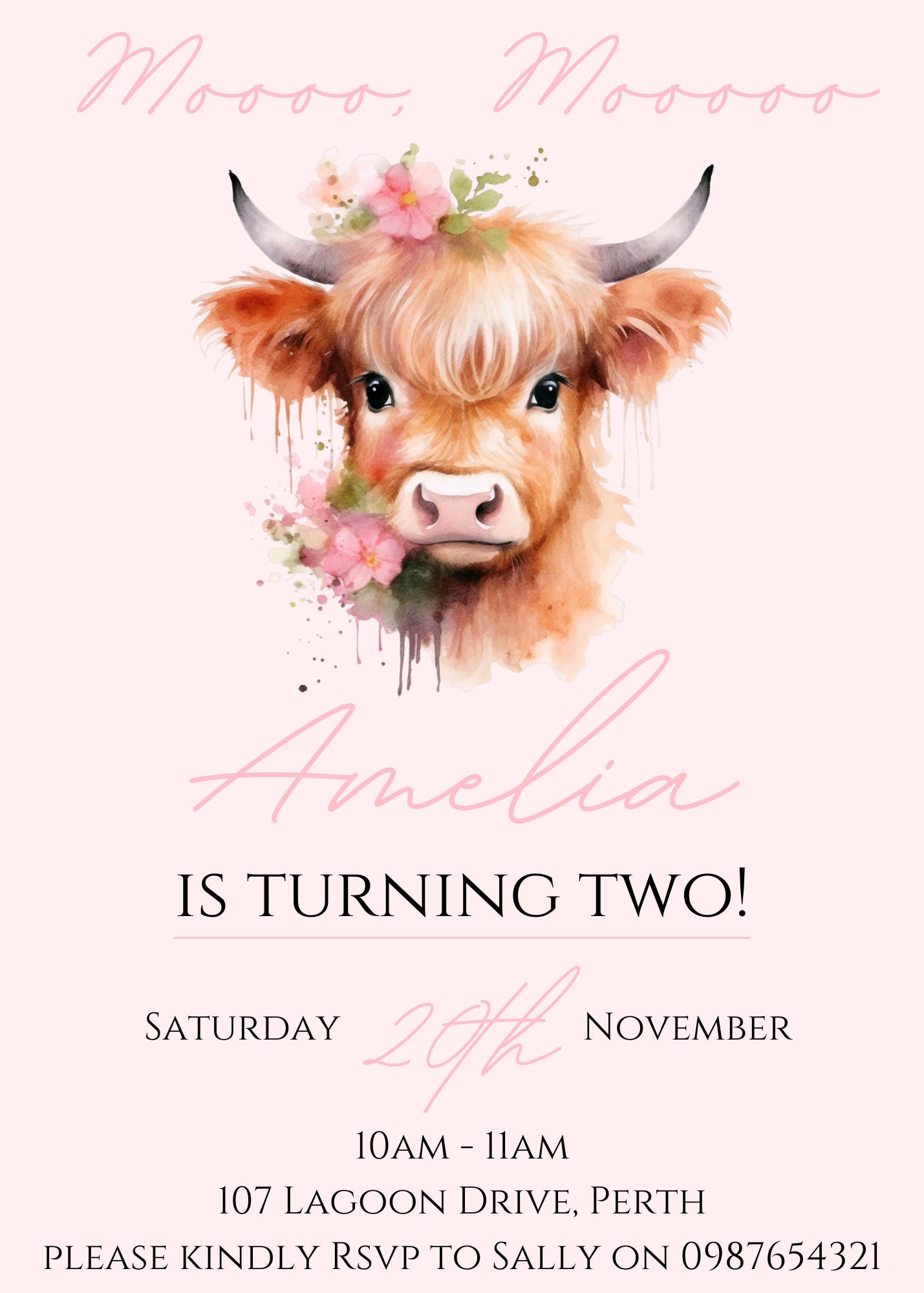 Editable Highland Cow Birthday Invitation Holy Cow Invitation Girls ...