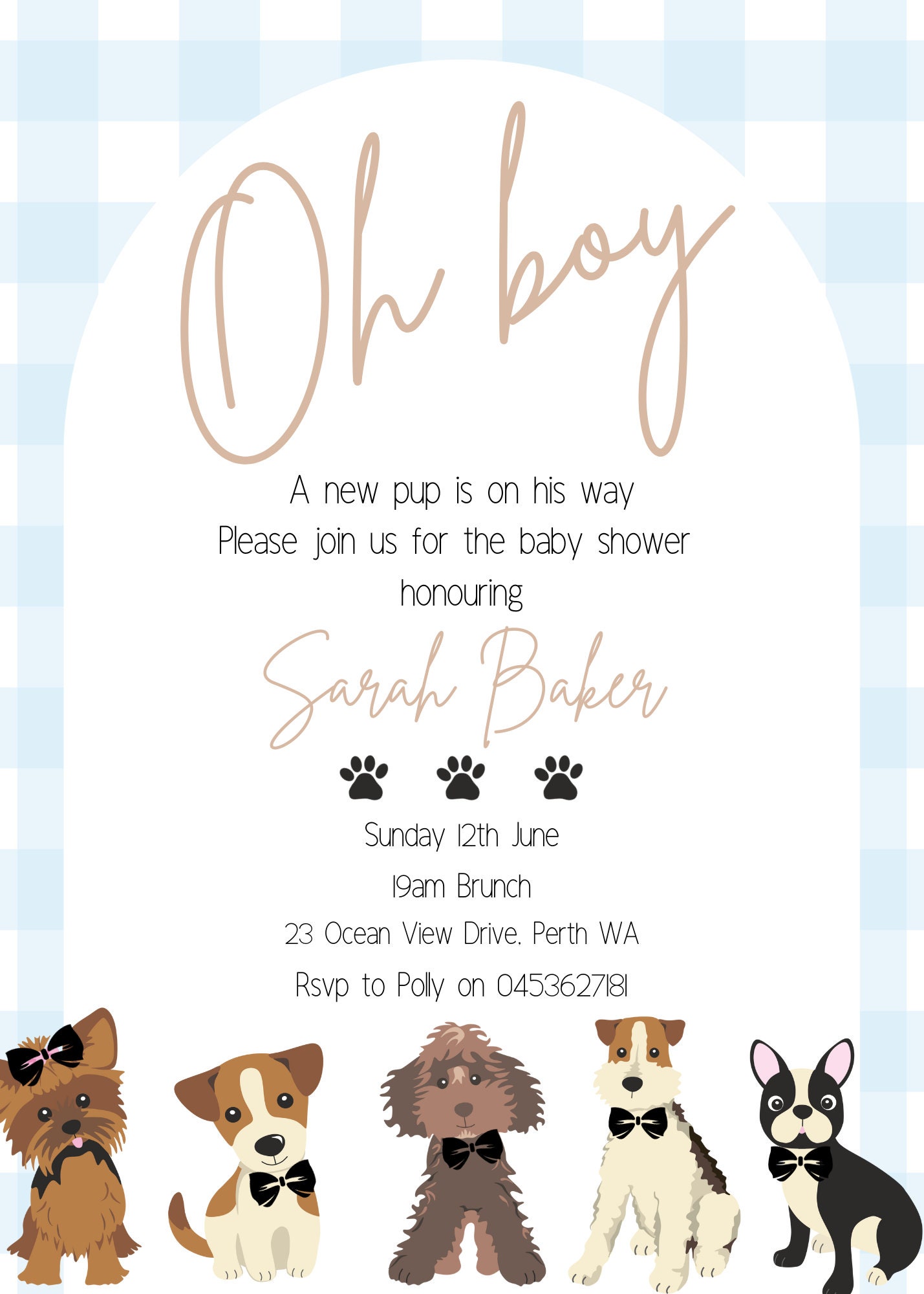 Editable Oh Baby Invite Lets Pawty Invite Oh Boy Puppy Dog Invite a ...