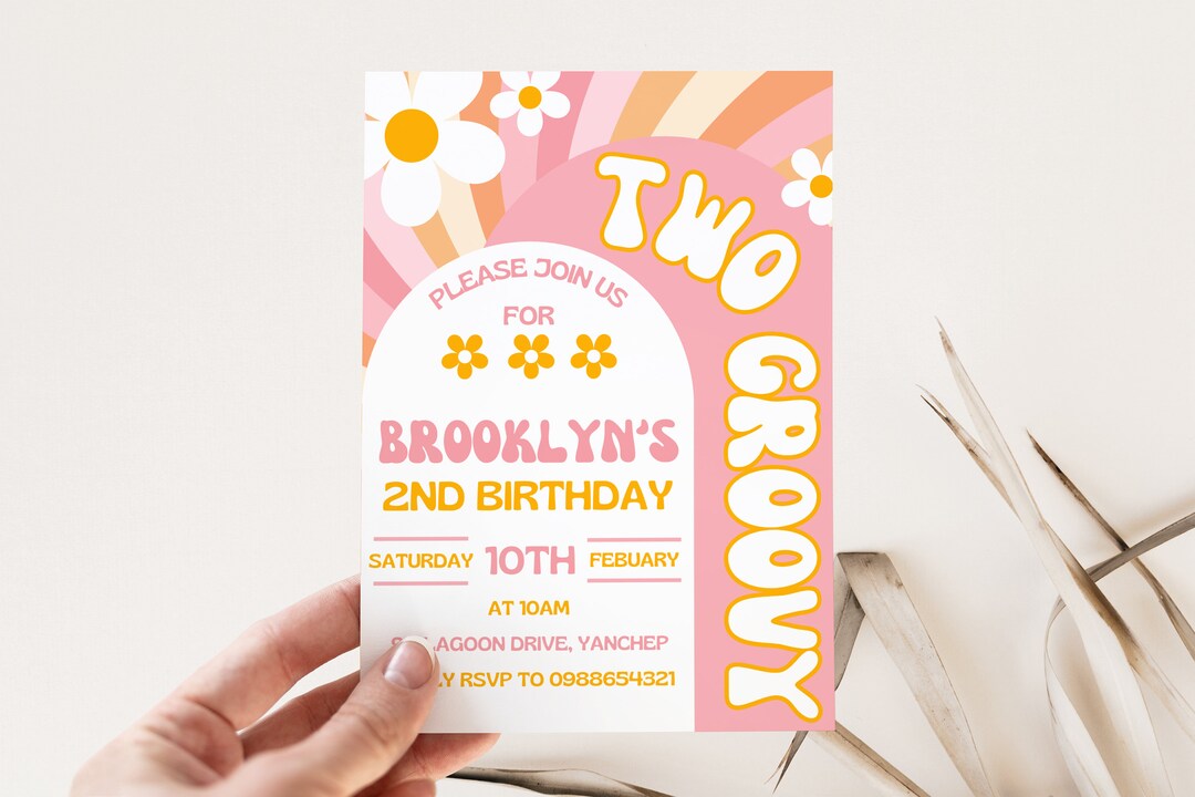 Editable Groovy Invitation Two Groovy Invite Girls Birthday Invite ...