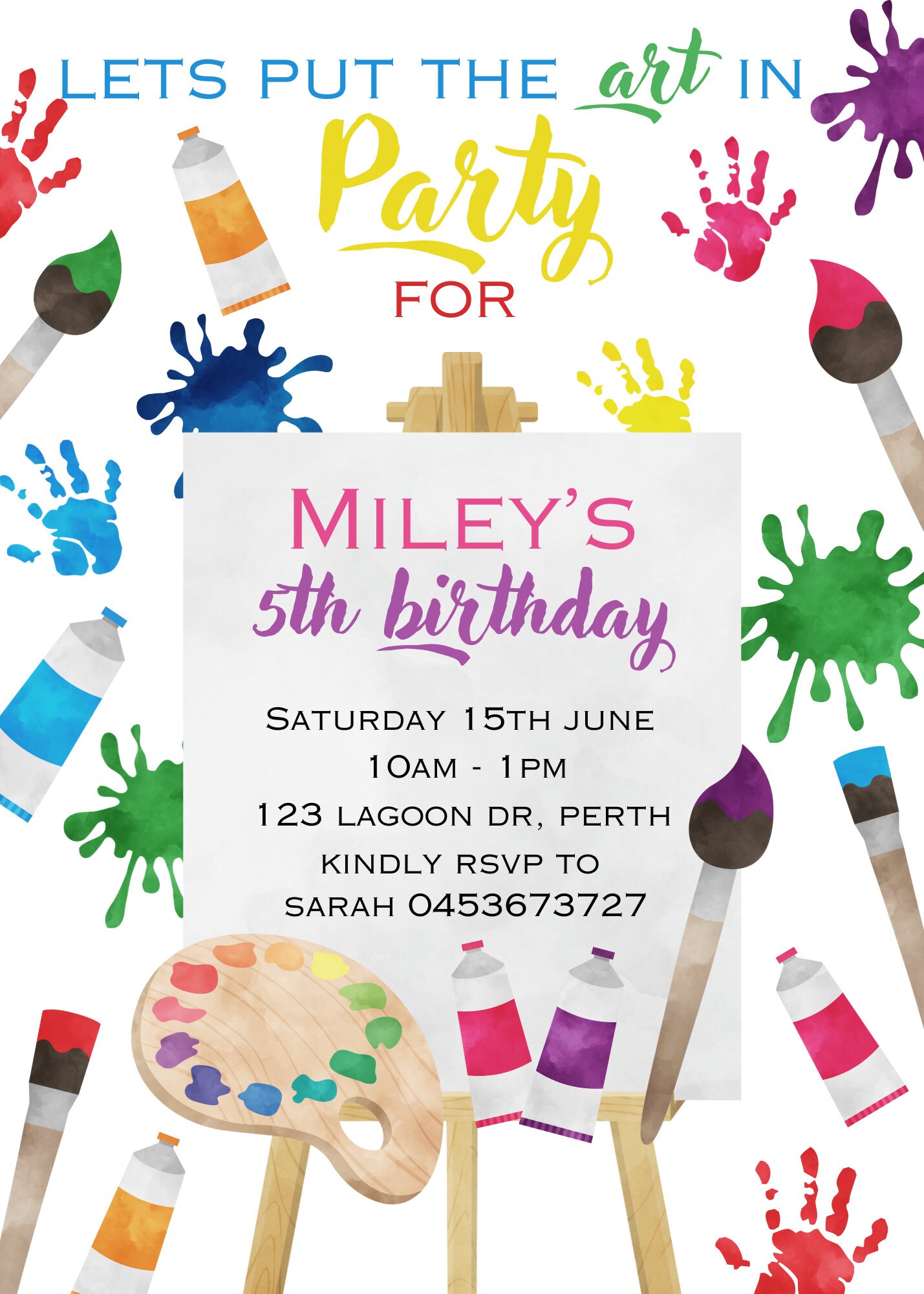 Editable Arts and Crafts Birthday Party Invitation, Lets Put the Art in ...