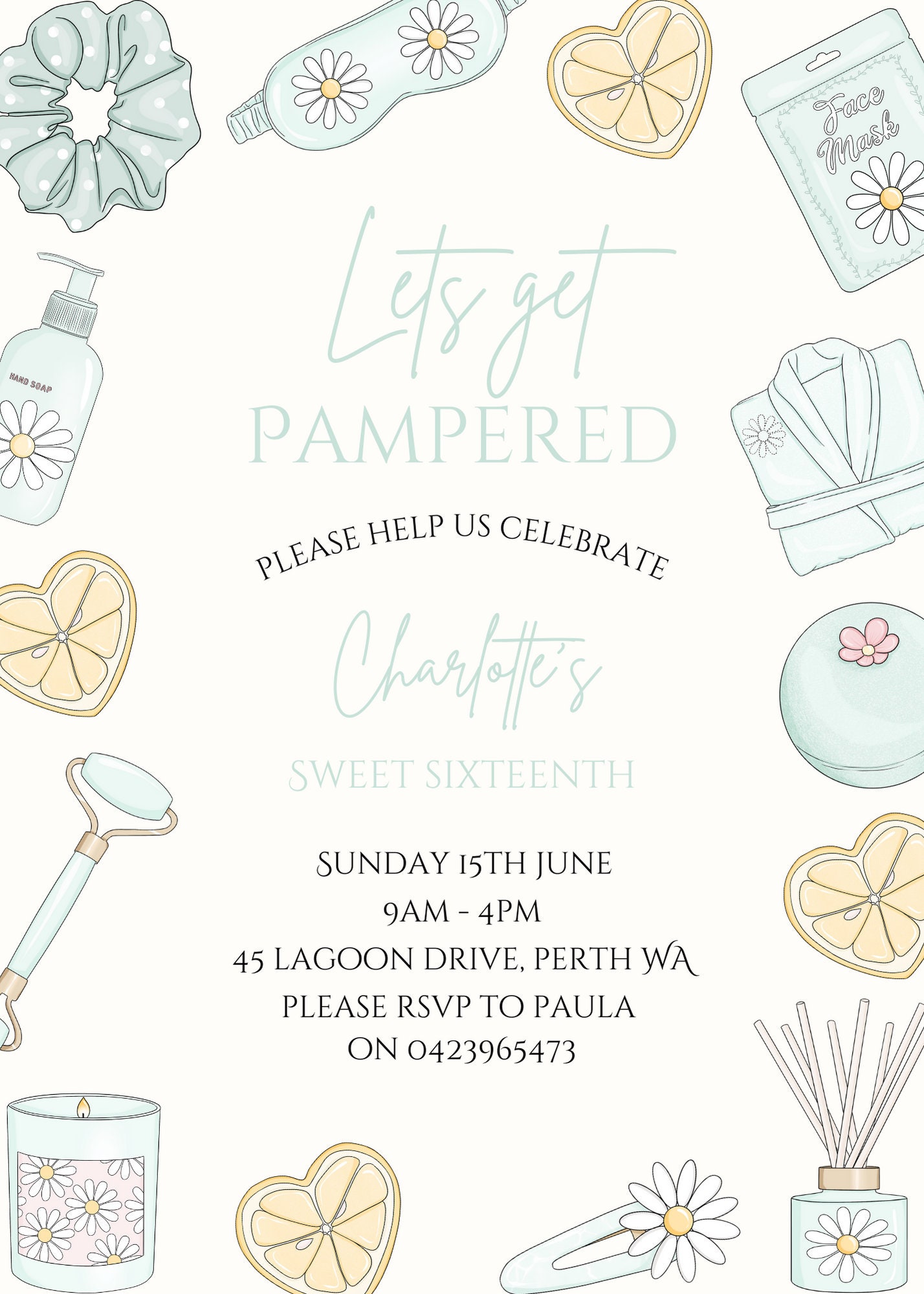 Editable Lets Get Pampered Birthday Party Invitation, Spa Party ...