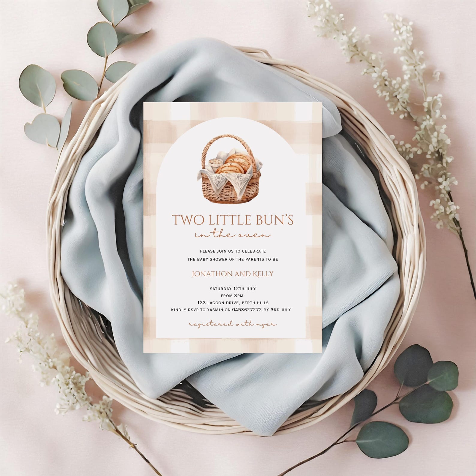 Sourdough Bread Invitation, Two Bun's in the Oven Invite, Baked With ...