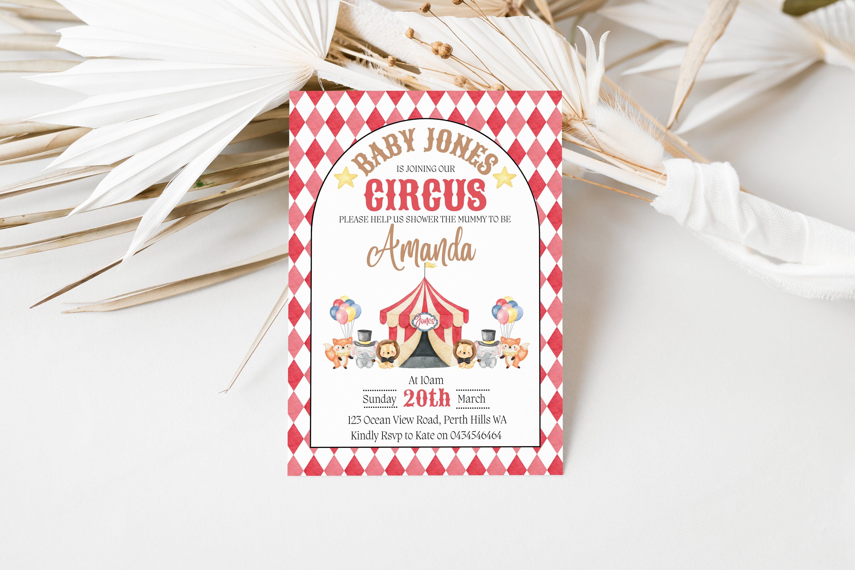 Editable Circus Baby Shower Invitation Baby Joins the Circus Invitation ...