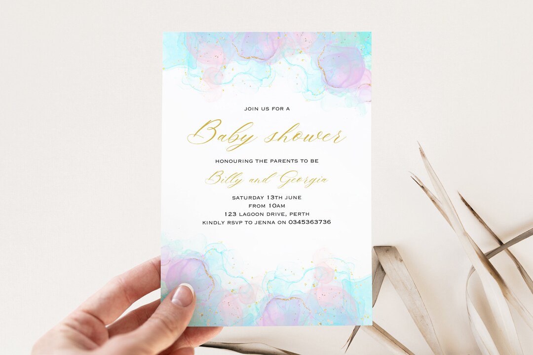 Blue and Pink Baby Shower Invitation, Blue and Pink Party Invite ...