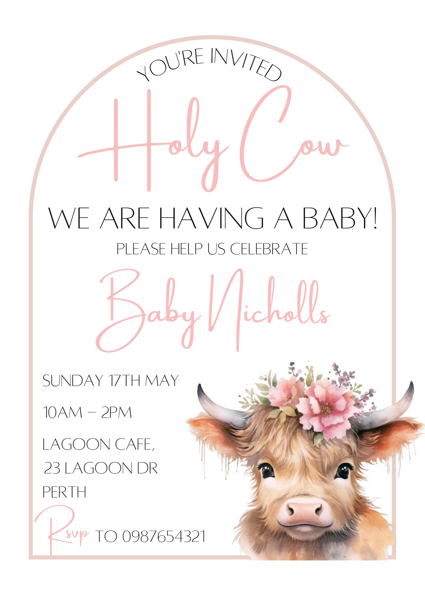 Editable Highland Cow Baby Shower Invitation Holy Cow Invitation Baby ...