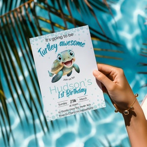 Turtle Birthday Invitation, Turtley Awesome Invitation, Boys First ...
