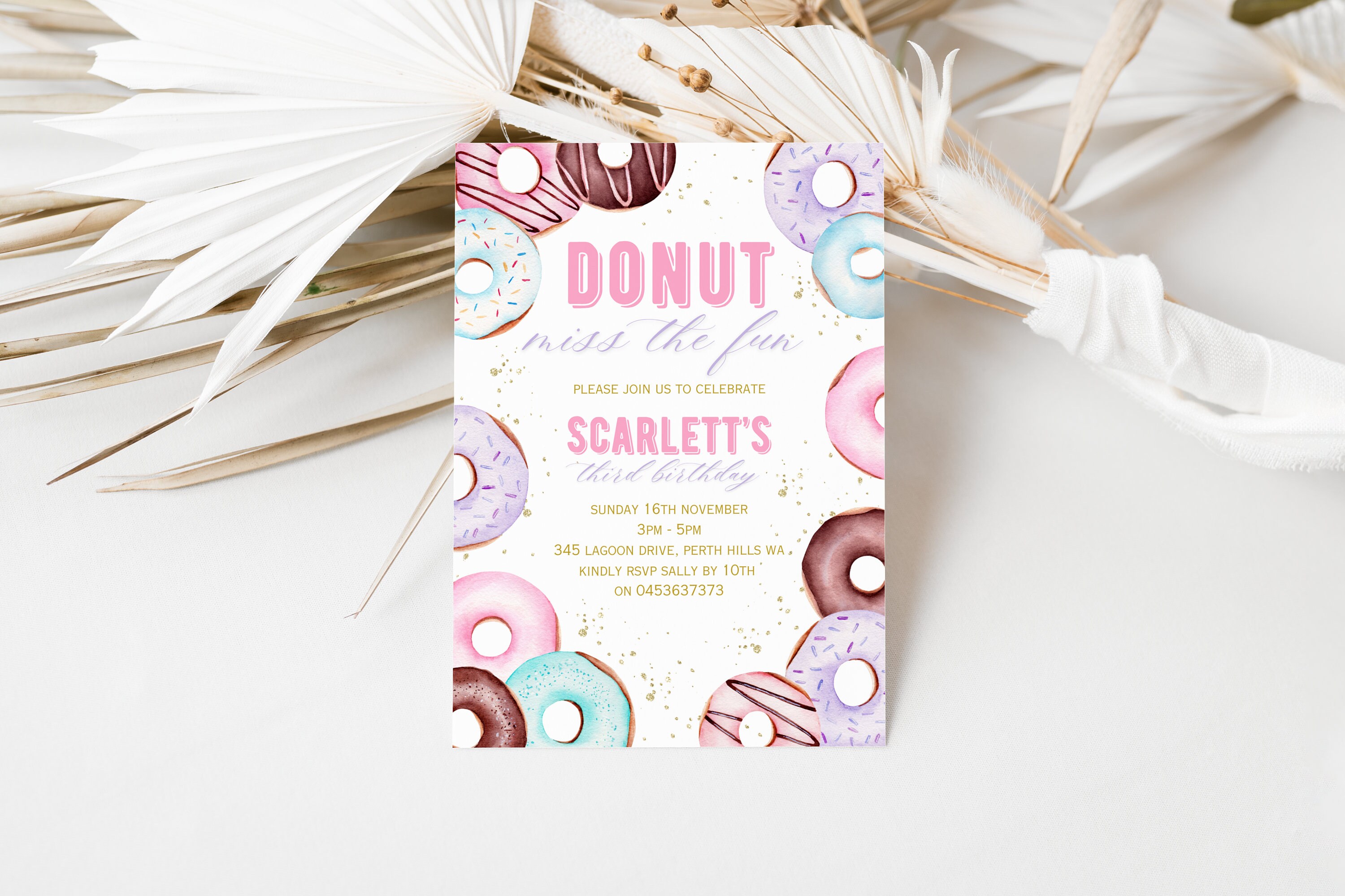 Editable Donut and Sprinkles Birthday Party Invitation, Donut Miss the ...
