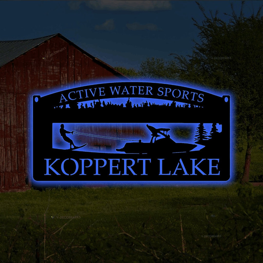 Metal Ski Boat Sign With LED Lights Ski Boat Water Skiing - Etsy