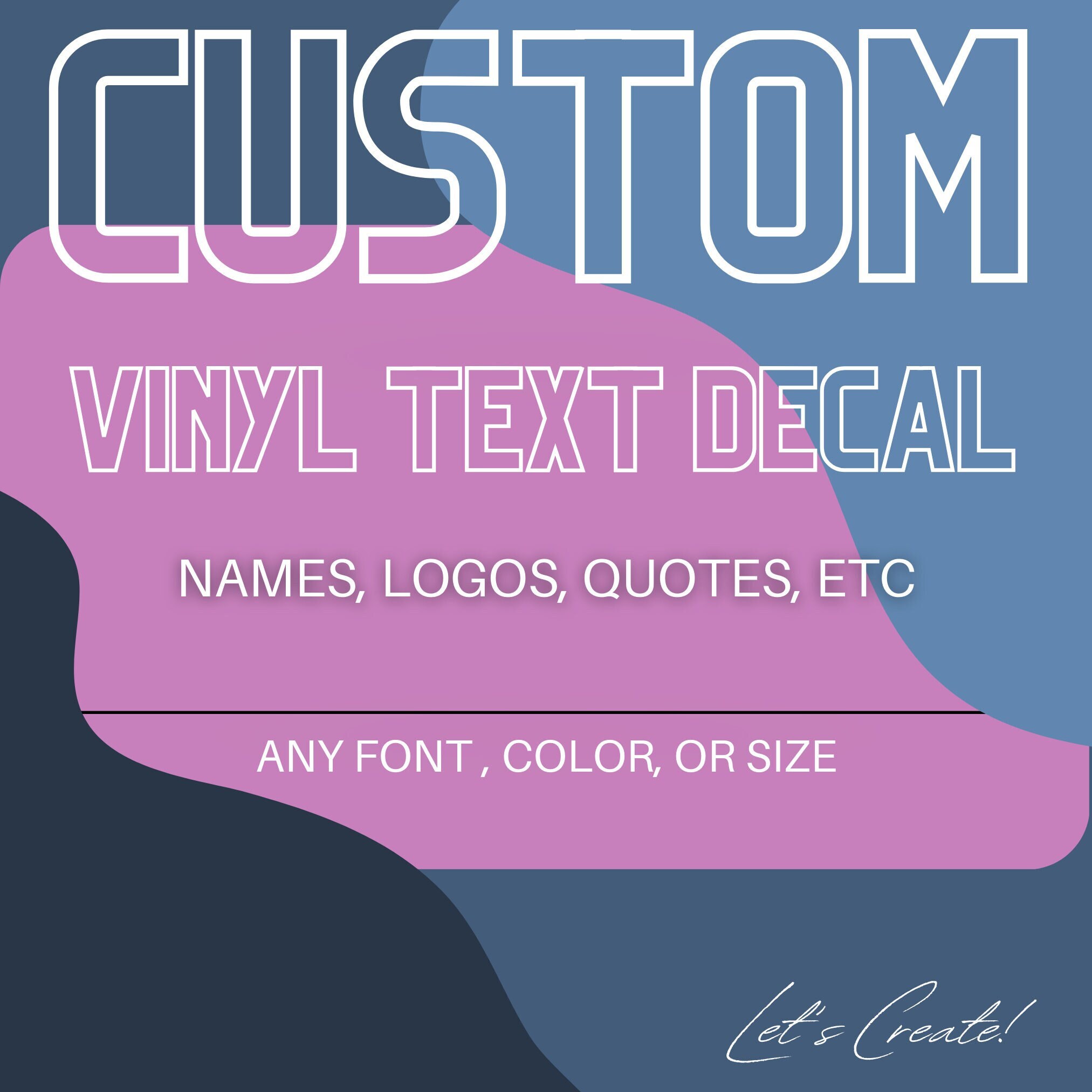 Custom Vinyl Text Decal - Custom Text for Party Favors, Water Bottles ...