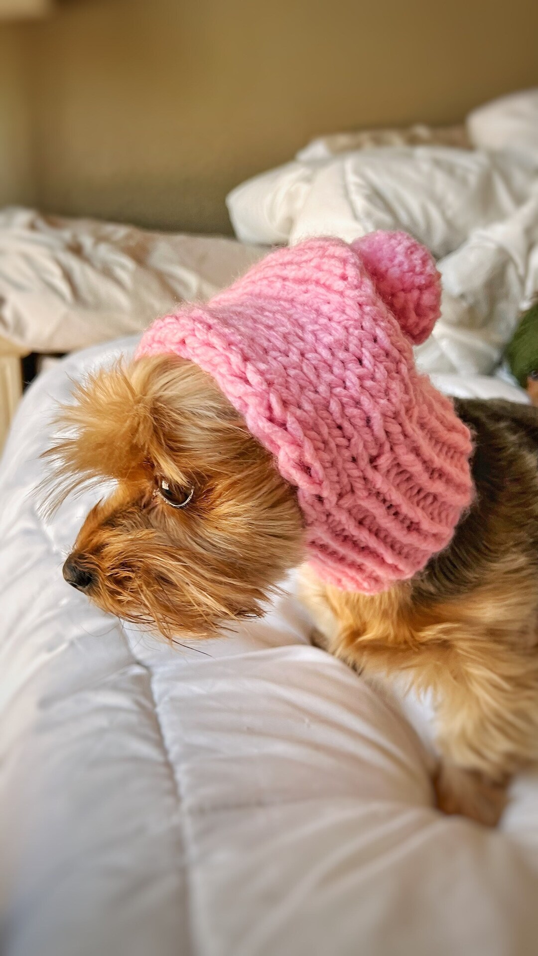 Pinkity Dog Snood Hand Knitted Pet Snood Pink Dog Hat Bright Pink Pet ...
