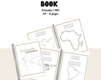 Printable Continents Coloring Book With Spelling and Writing Guides. - Etsy