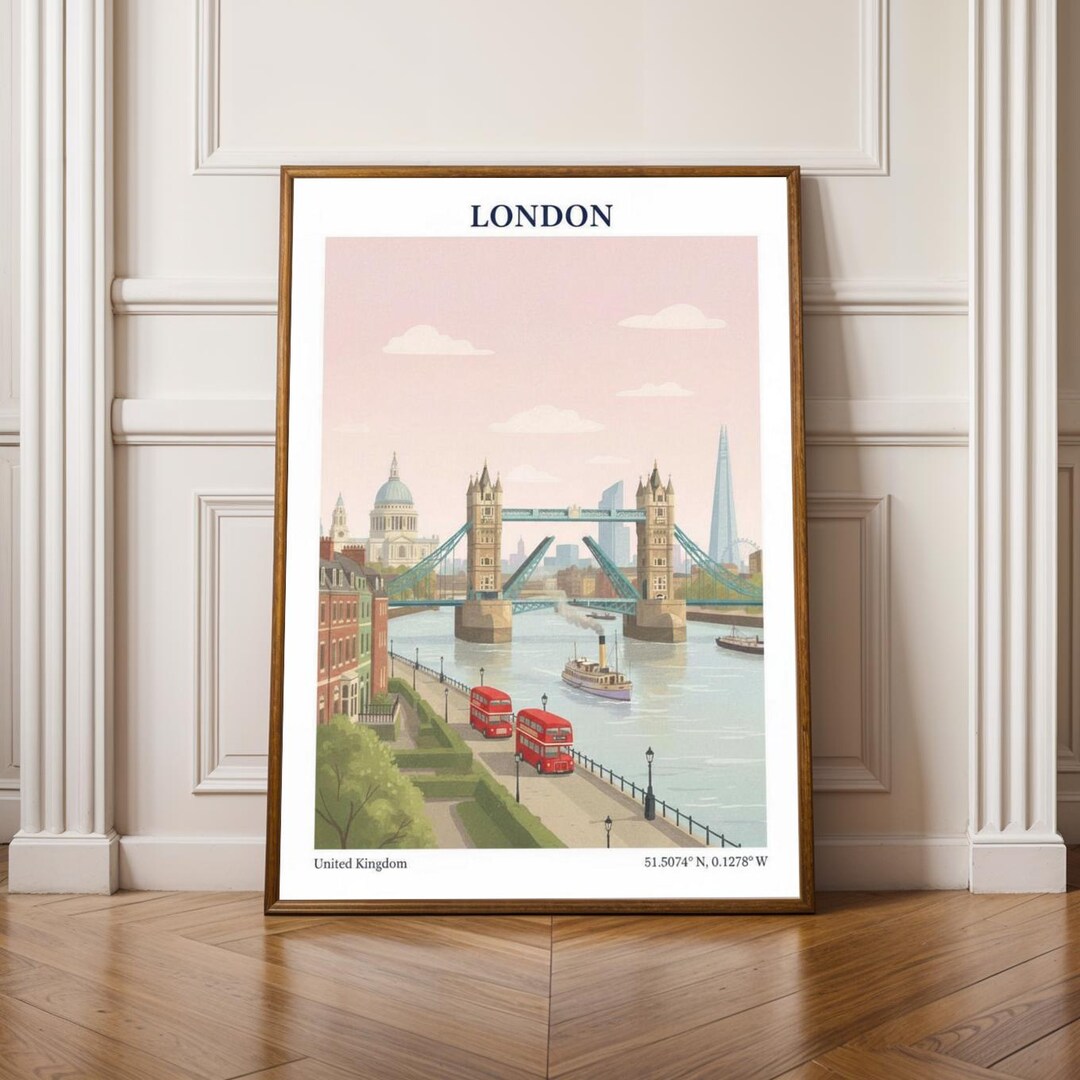 London Skyline Poster | London | Tower Bridge, Double Decker Buses ...
