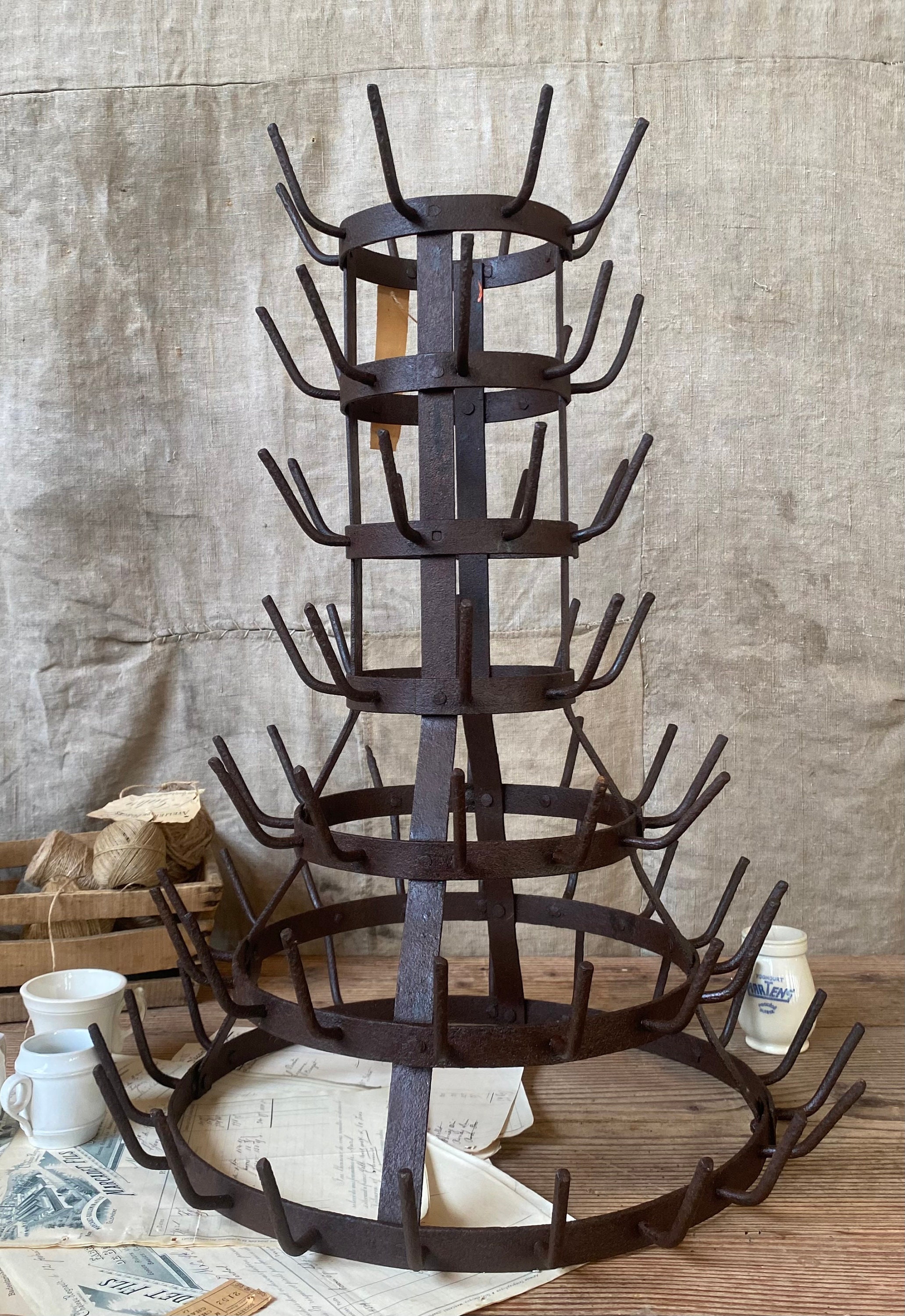 Antique French Bottle Dryer, Bottle Tree, Iron Hedgehog, Yew for ...