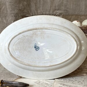 Antique French Oval Earthenware Platter Decorated With Flowers and Doves. St Amand, 1900 , Terre ...