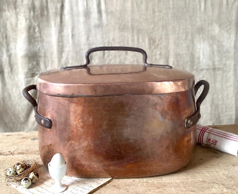 French Antique Rare Huge Copper Pot, Stew Pot. Castle Kitchens ...