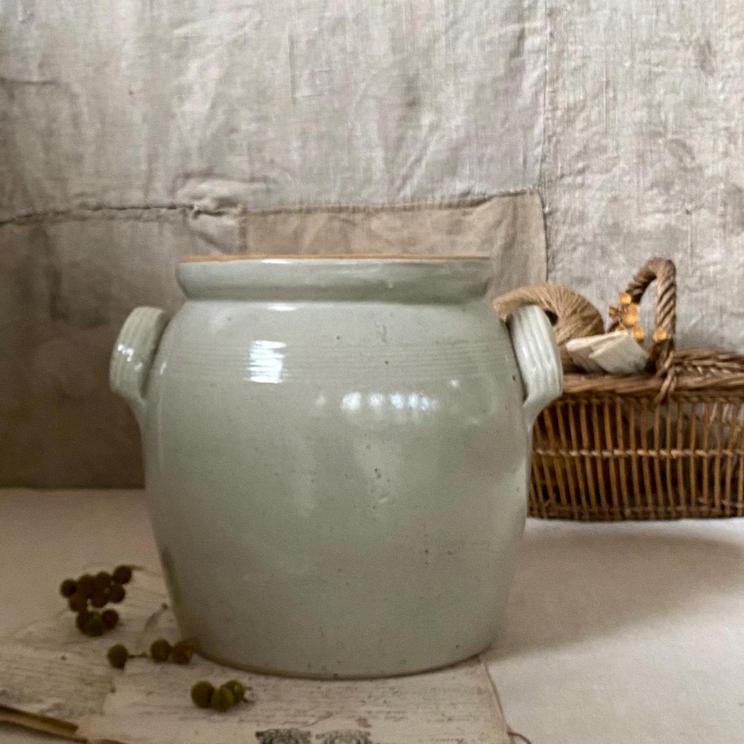 Antique French Pot in Glazed Stoneware. Pot of Conservation. Preserving ...