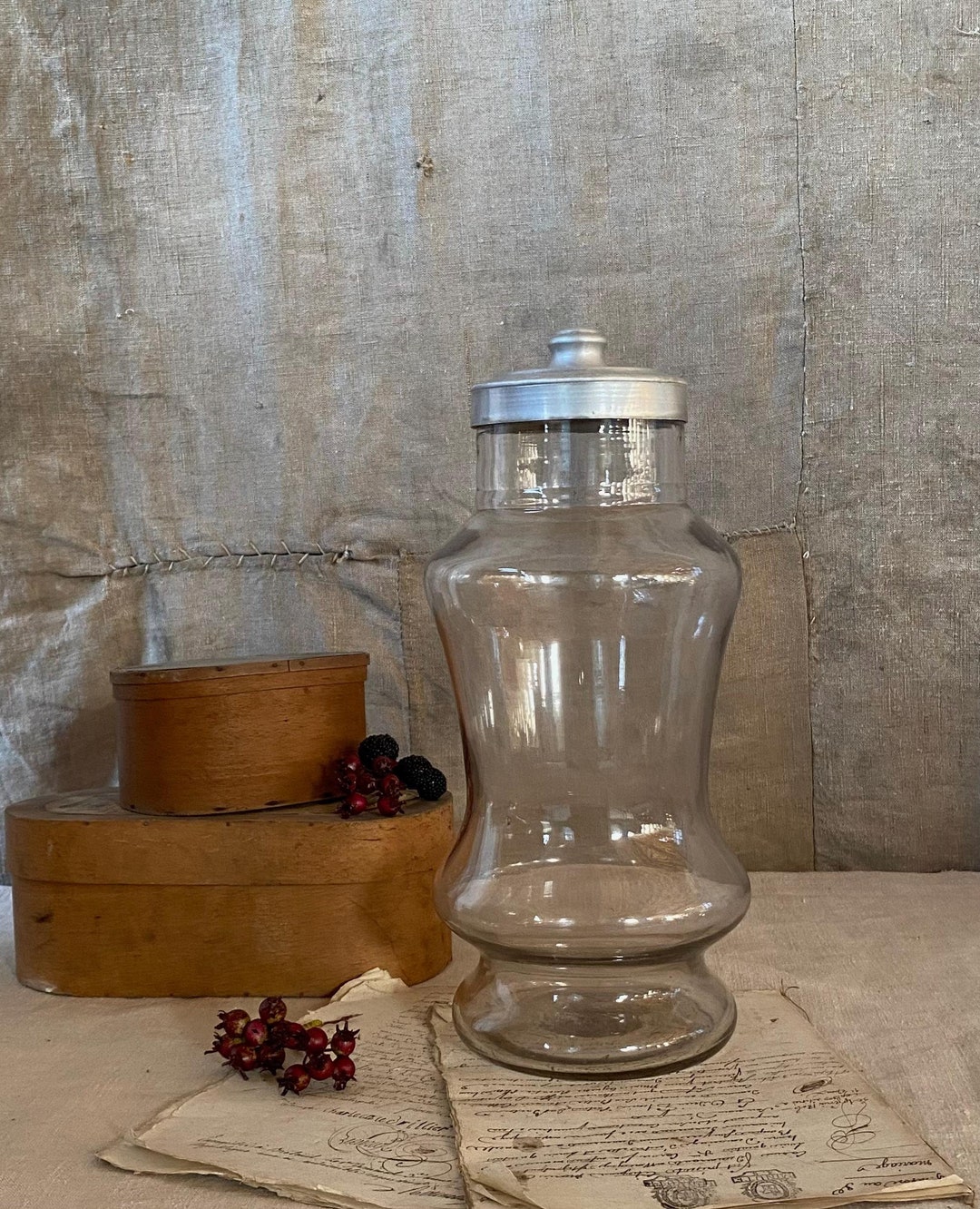 French Antique Rare Old Candy Jar, Blown and Bubbled Glass ...