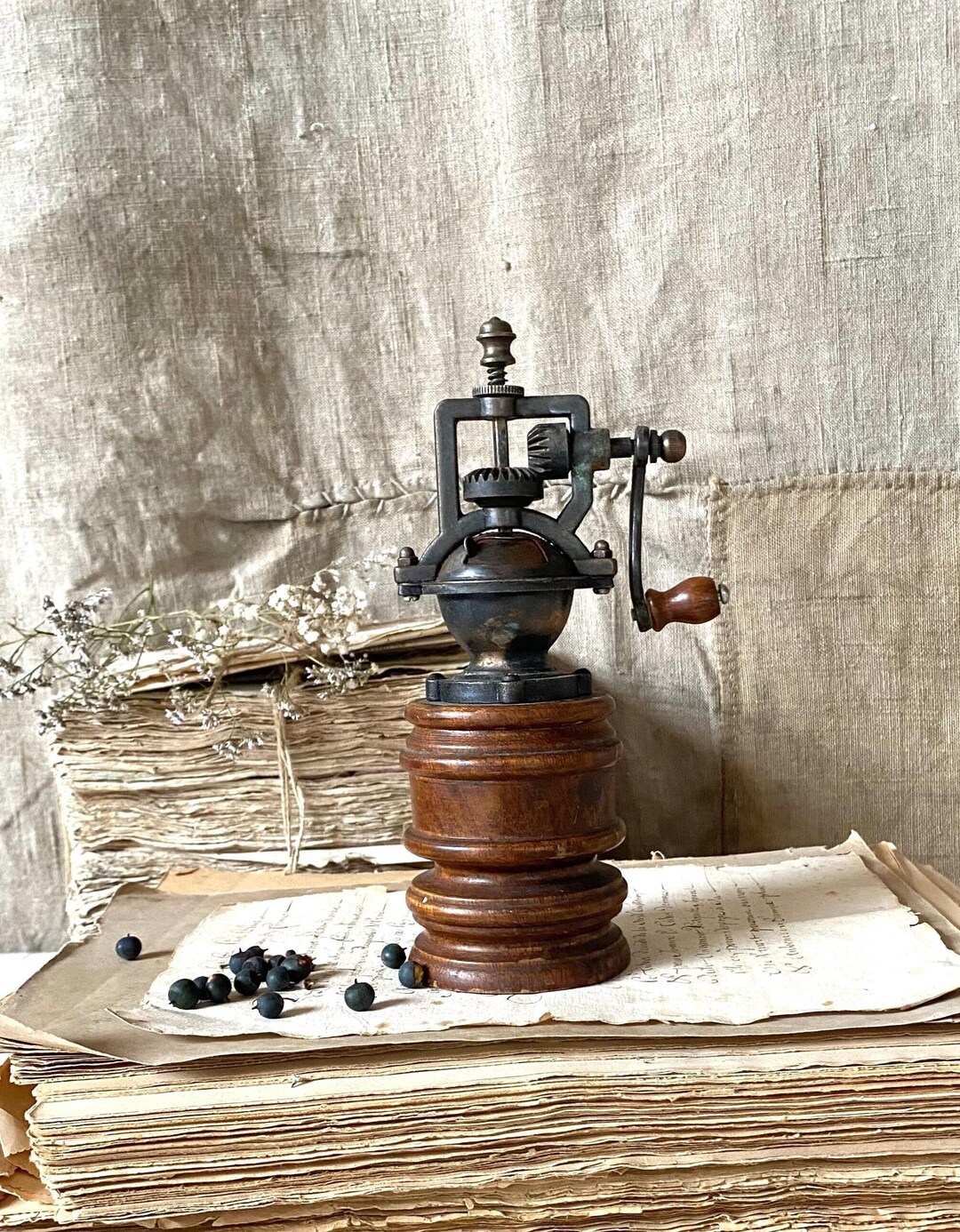Antique French Pepper Mill, Kitchen Decor, Farmhouse Decor, Collector's ...