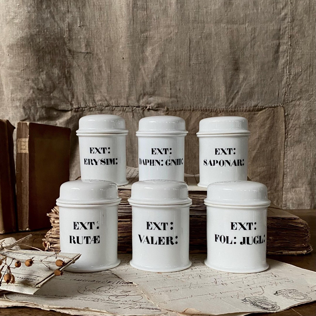 Antique French Porcelain Ointment Pots: Apothecary Jars, Set of 6 - Etsy