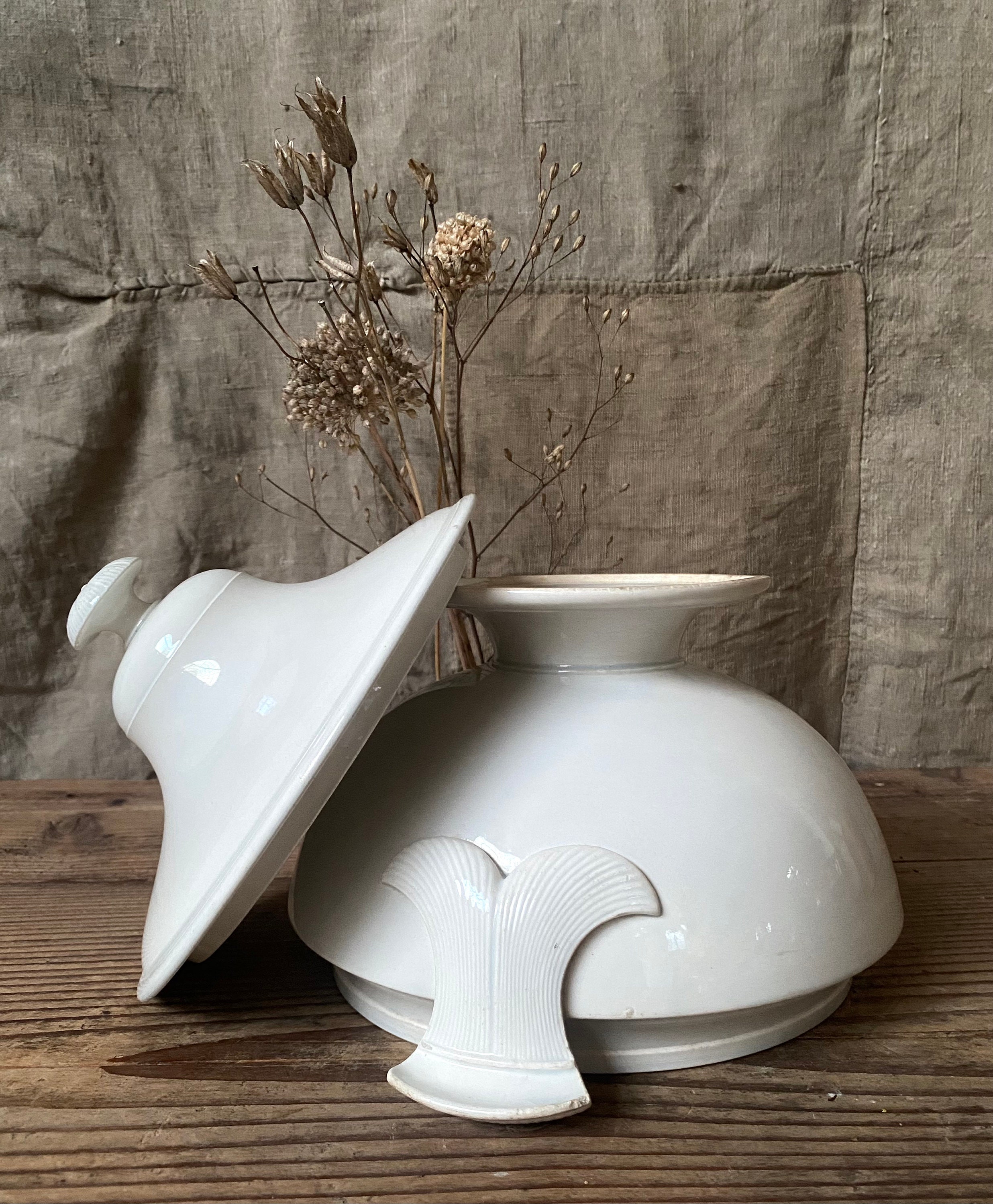 Antique French White Tureen Gien Gold Medal of 1844, Ironstone - Etsy