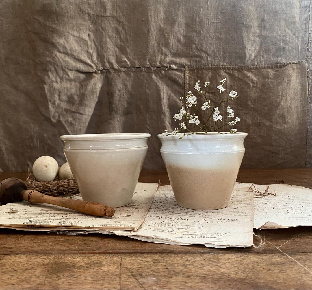 Earthenware Set of 2 Conical Jam Jar, Conservation Jar, Creil ...