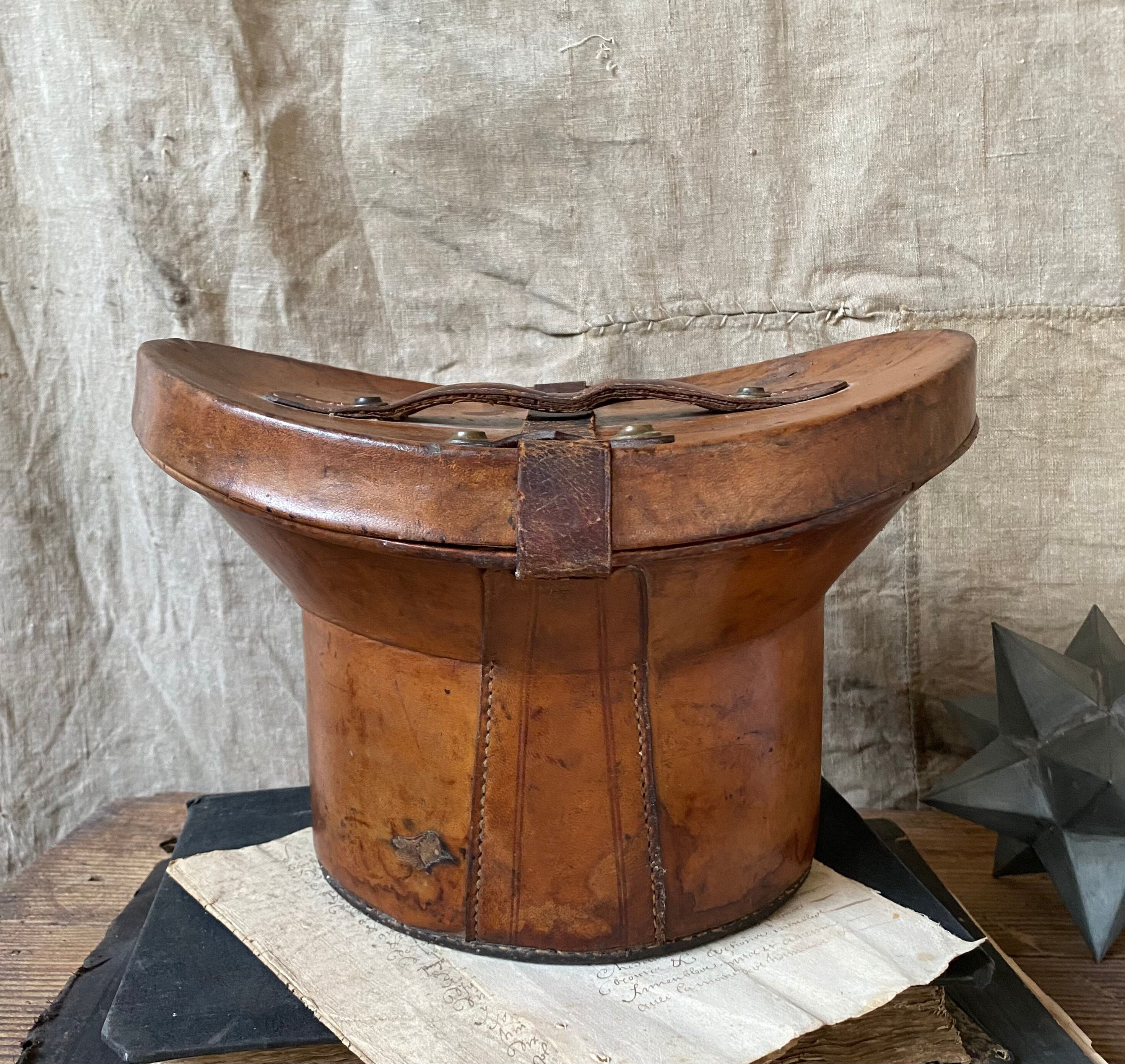 Antique French Leather Top Hat Box.antique Transport Box - Etsy