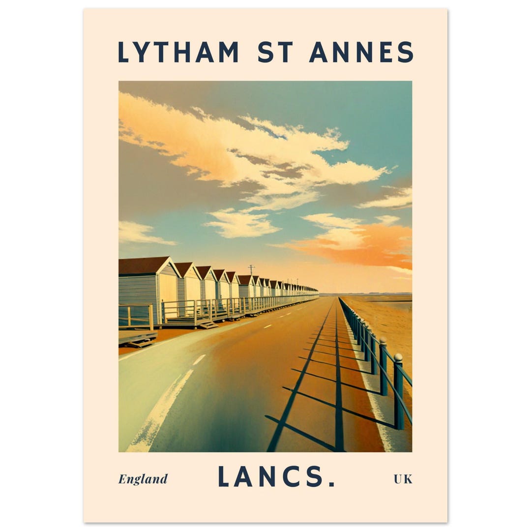 Retro Lytham St Annes Beach Huts Poster - Seaside Wall Art - Etsy