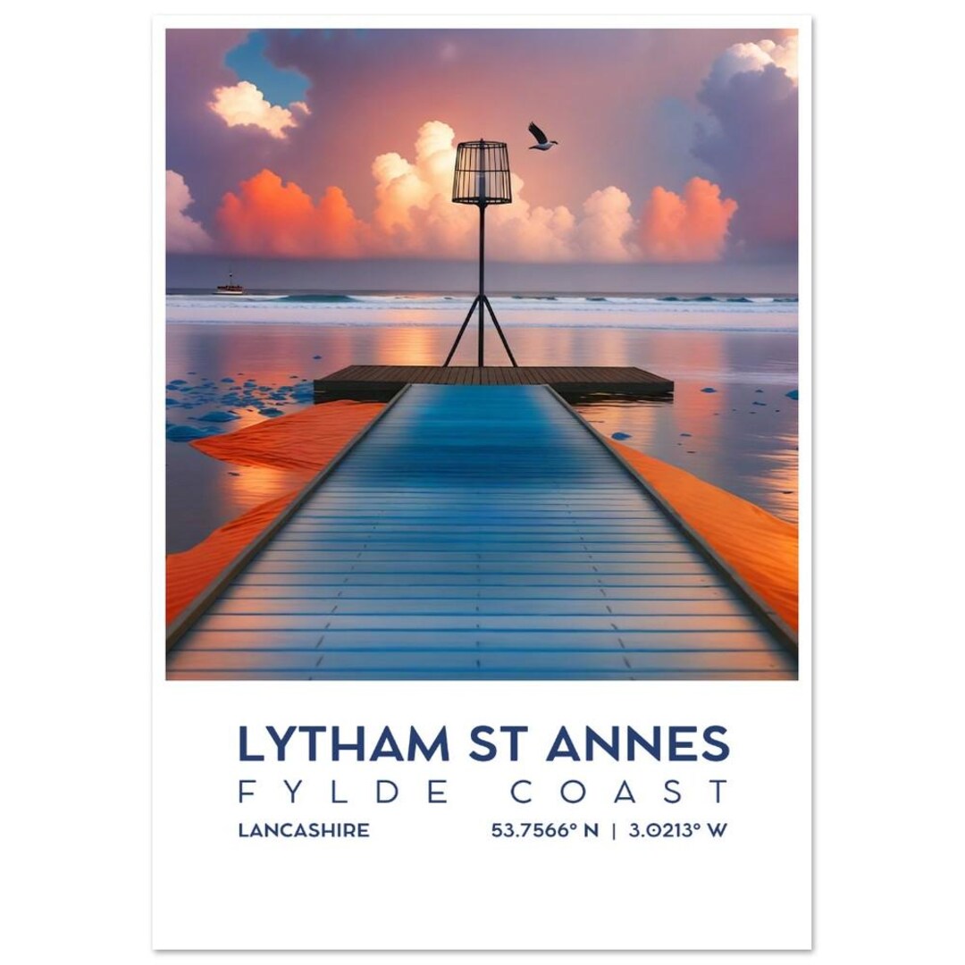 Contemporary Lytham Jetty Boardwalk Print - Ocean Hues Fine Art Poster ...