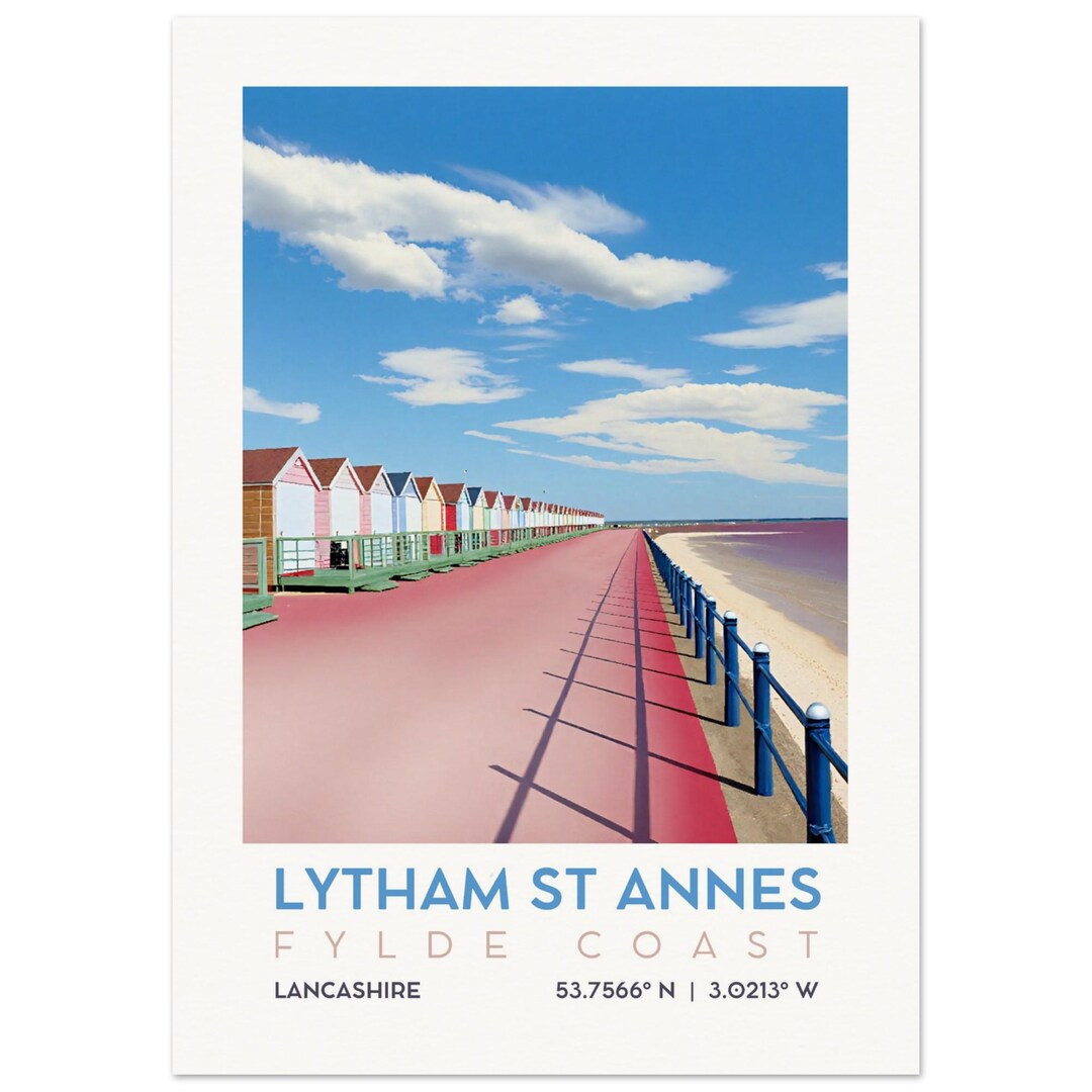 Pastel Travel Poster Wall Art St Annes Beach Huts Lytham St Annes ...