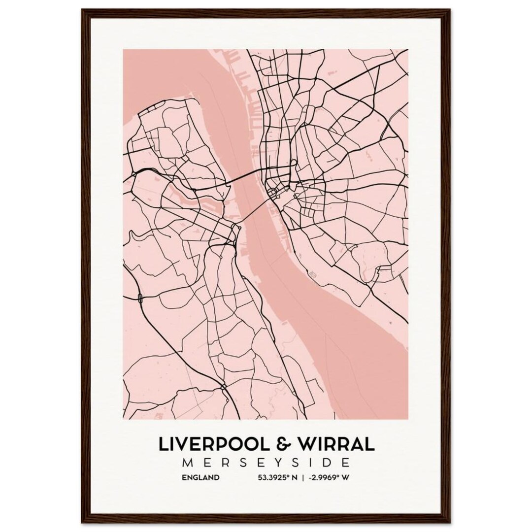 Liverpool & Wirral Merseyside Map Wall Art Print Poster Premium Quality ...