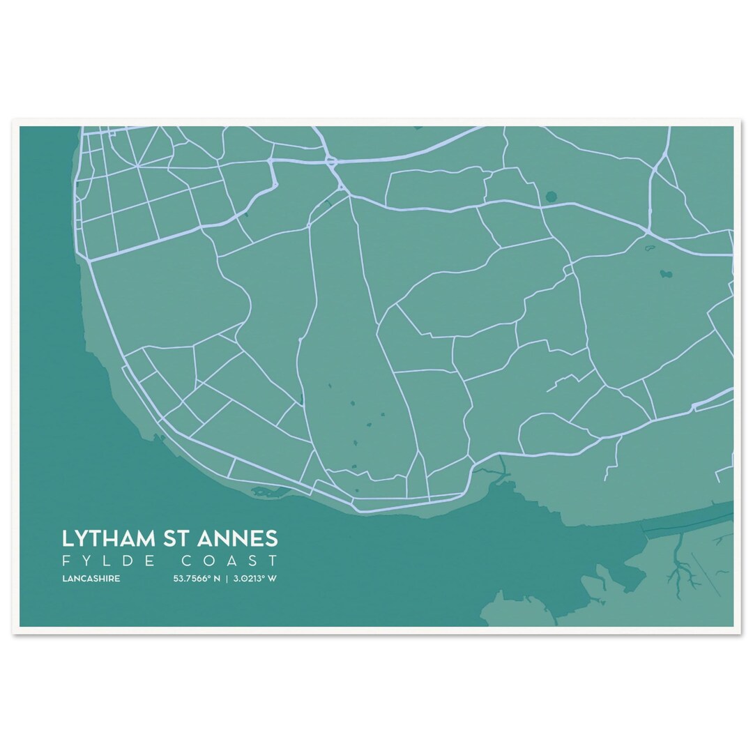 Lytham St Annes City Map Fylde Coast Lancashire Contemporary Art Print ...