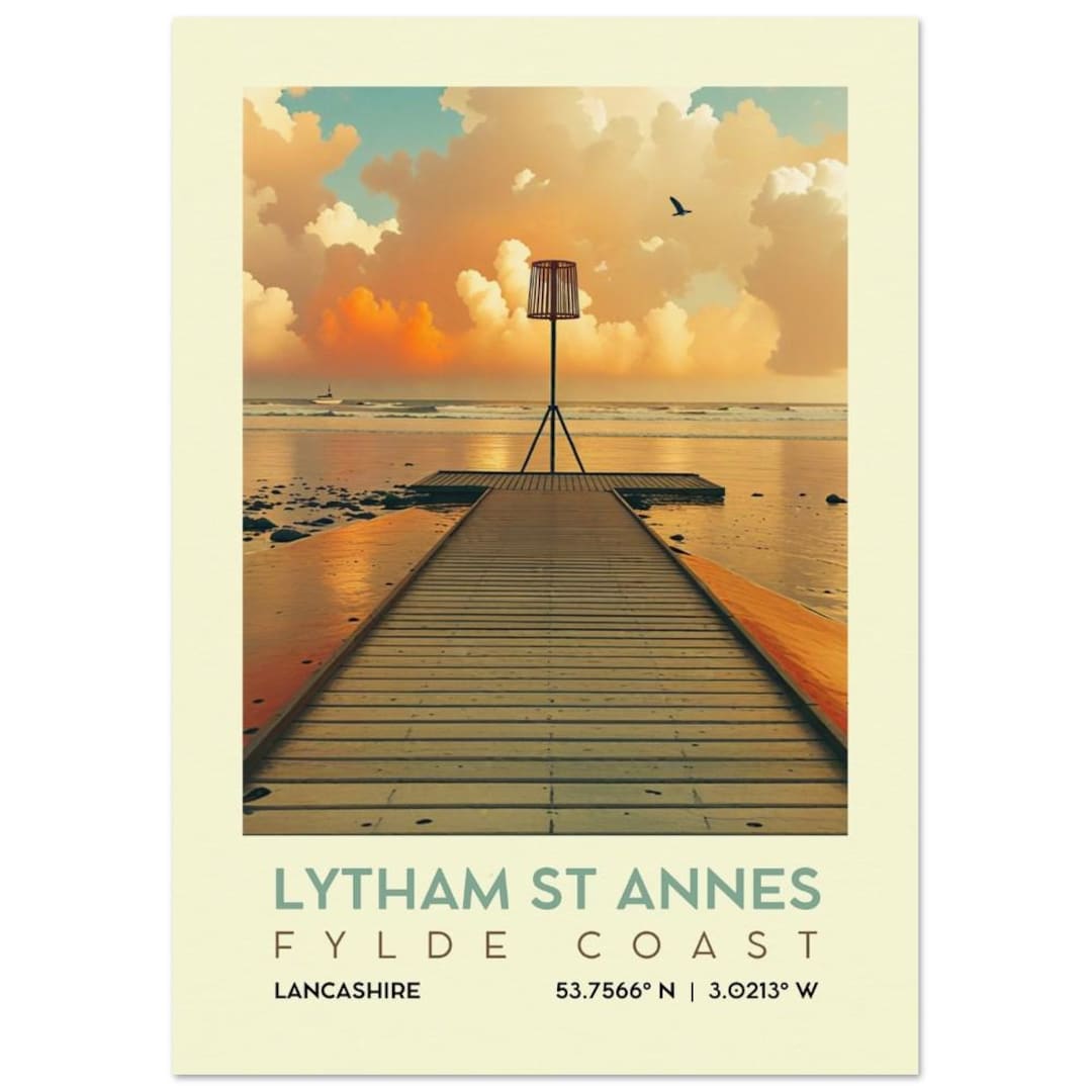 Lytham St Annes Retro Travel Poster: Lancashire Seaside Wall Art - Etsy