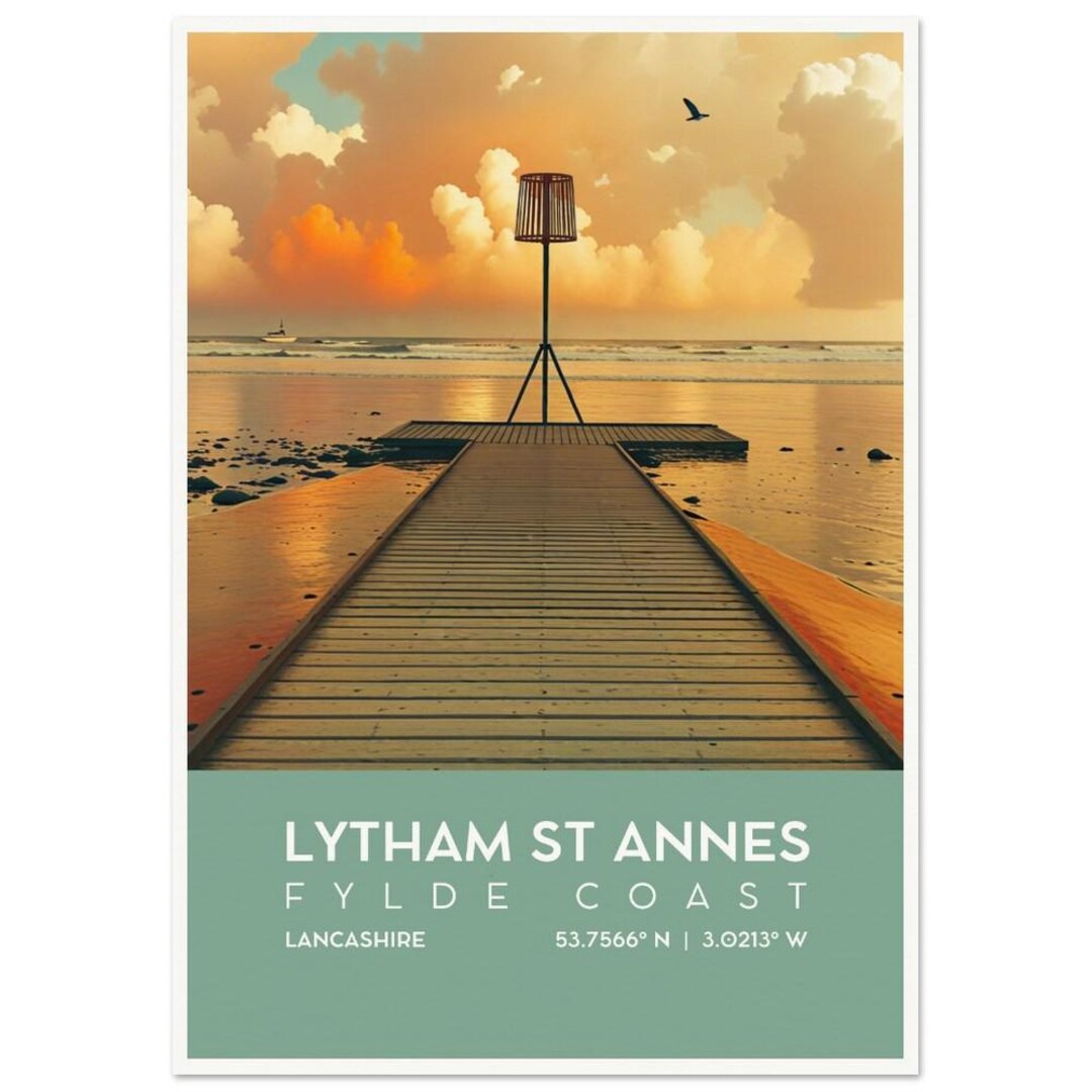 Lytham Jetty Retro Travel Poster Stunning Wall Art Print for Home Decor ...