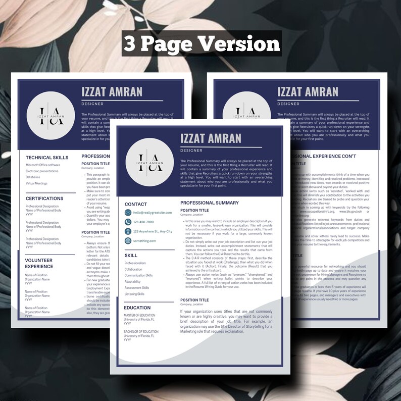 Creative & Modern Resume / CV Template for Canva professional Resume ...
