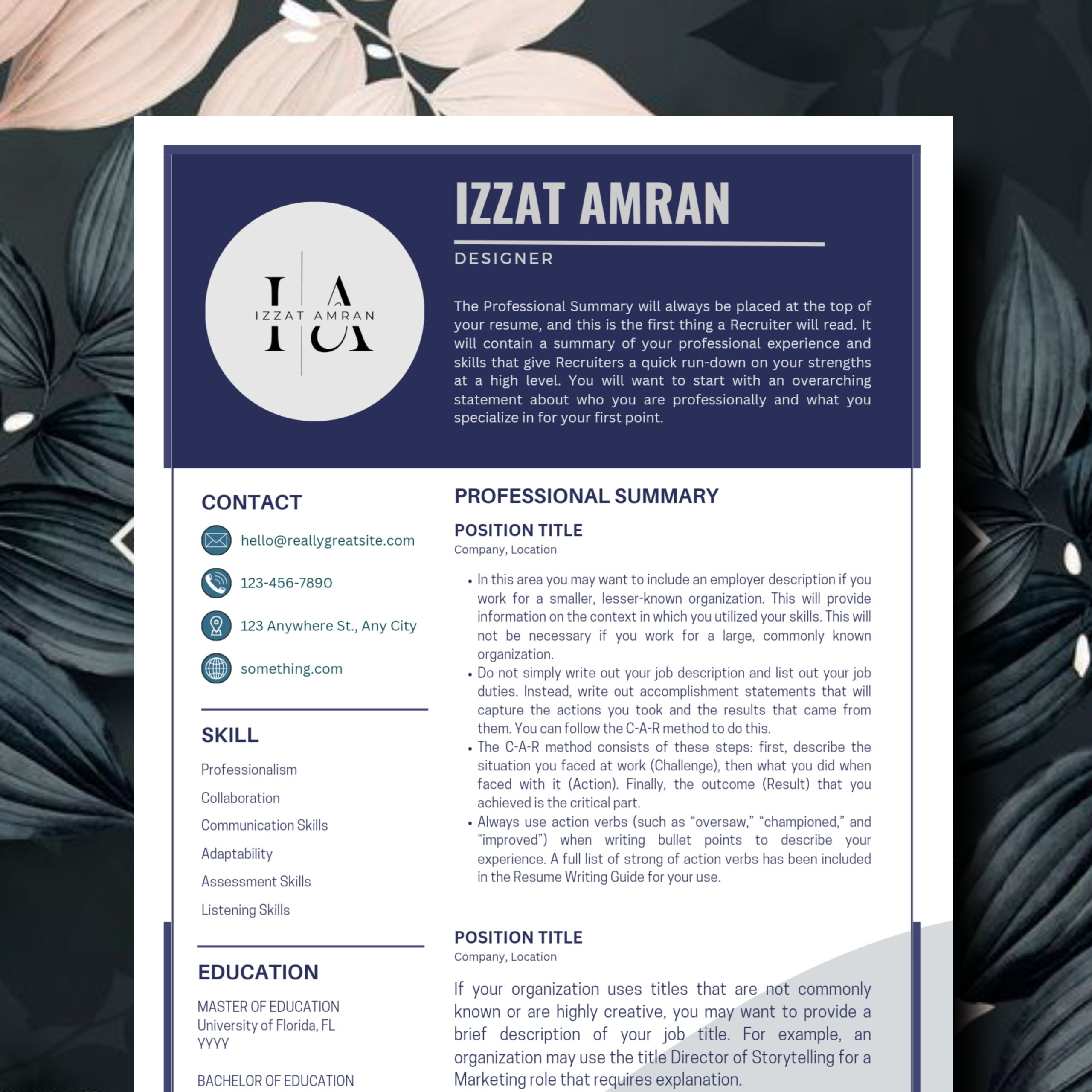 Creative & Modern Resume / CV Template for Canva professional Resume ...