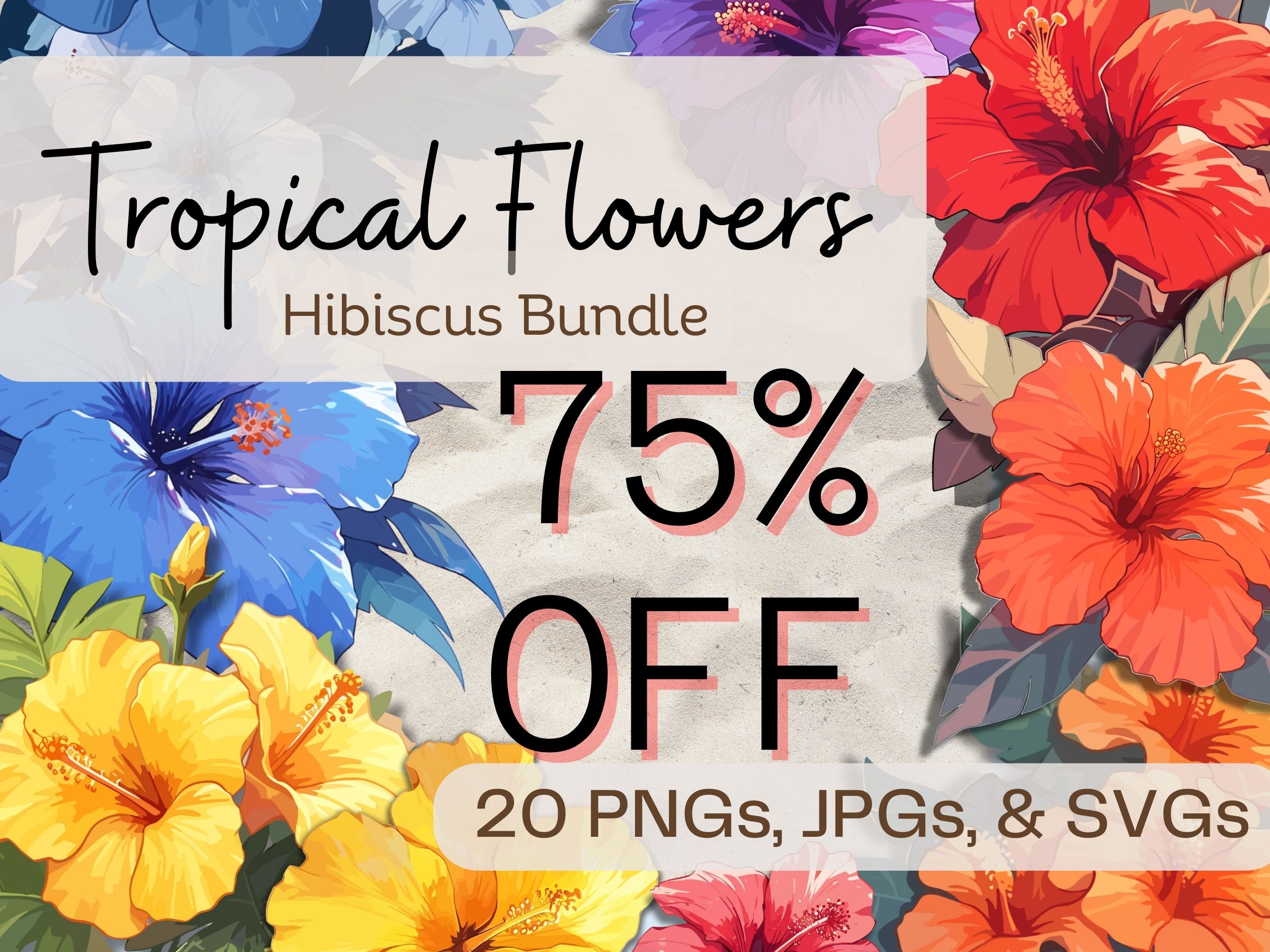 Hibiscus PNG Bundle, Commercial Use, Tropical Plants, Digital Download ...