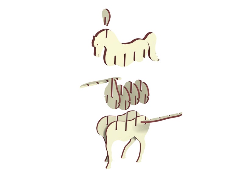 Modelo de caballo cortado con láser modelo de madera contrachapada dxf ...