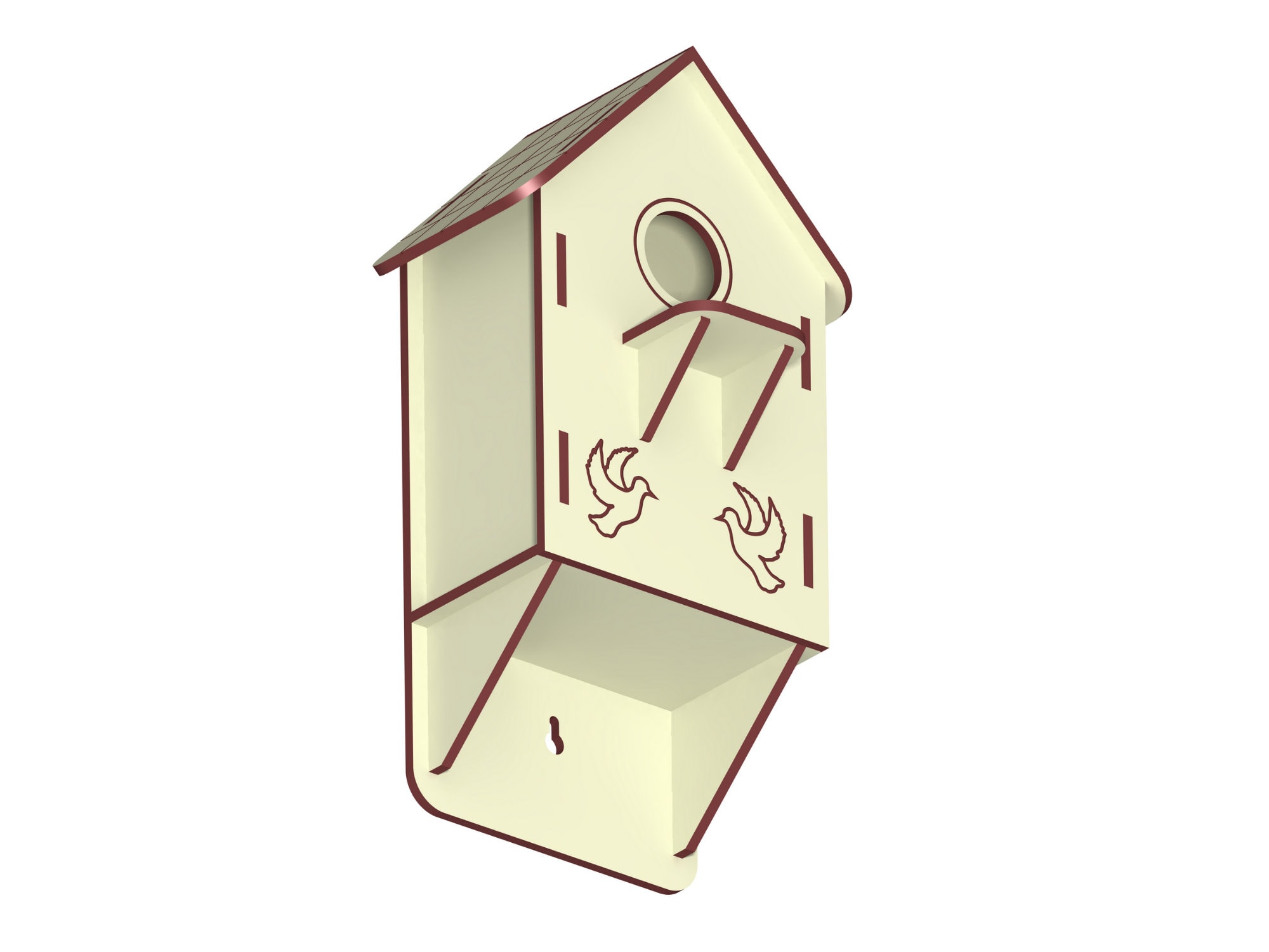 Laser Cut Bird Box Plywood Model Dxf and Dwg Laser Template Nesting ...