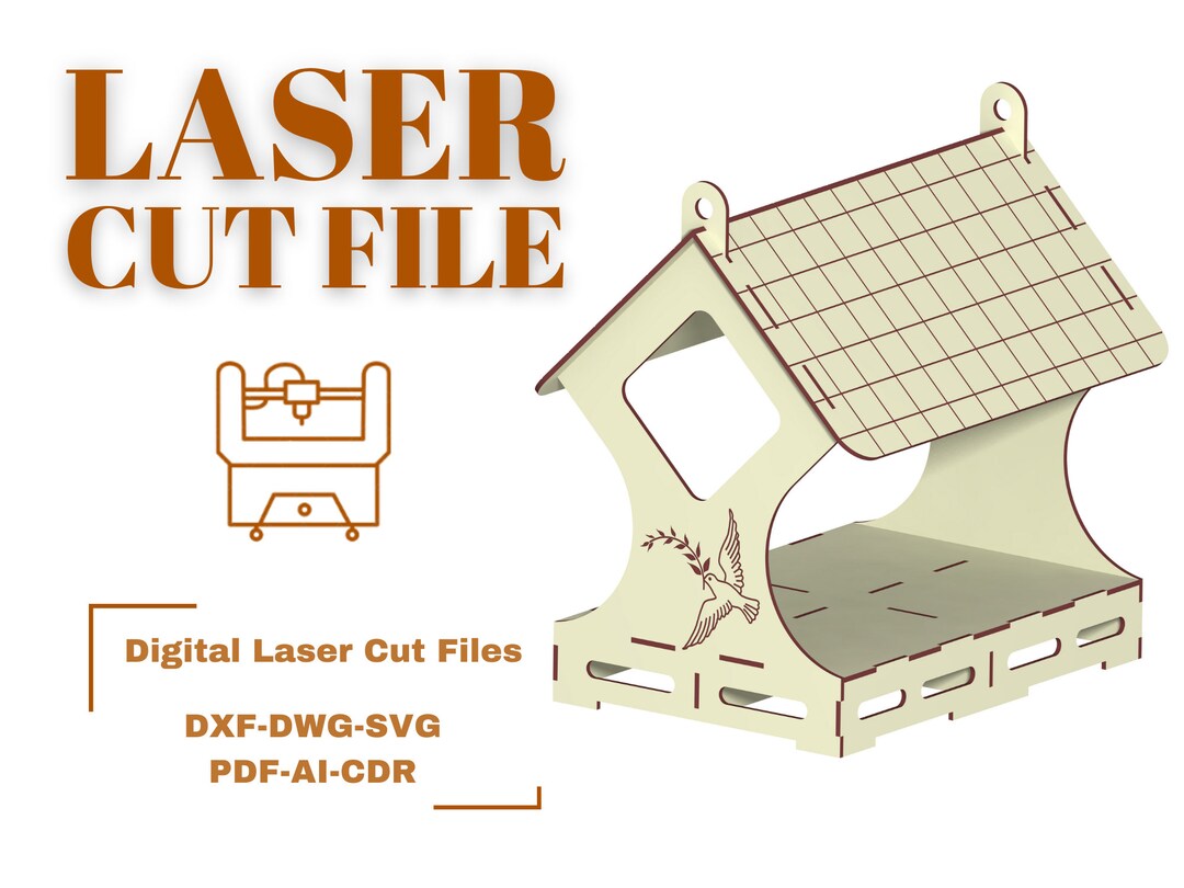 Laser Cut Bird Box Plywood Model Dxf and Dwg Laser Template - Etsy