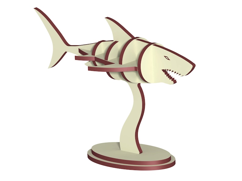Laser Cut Shark Model Plywood Model Dxf and Dwg Laser Template Shark ...