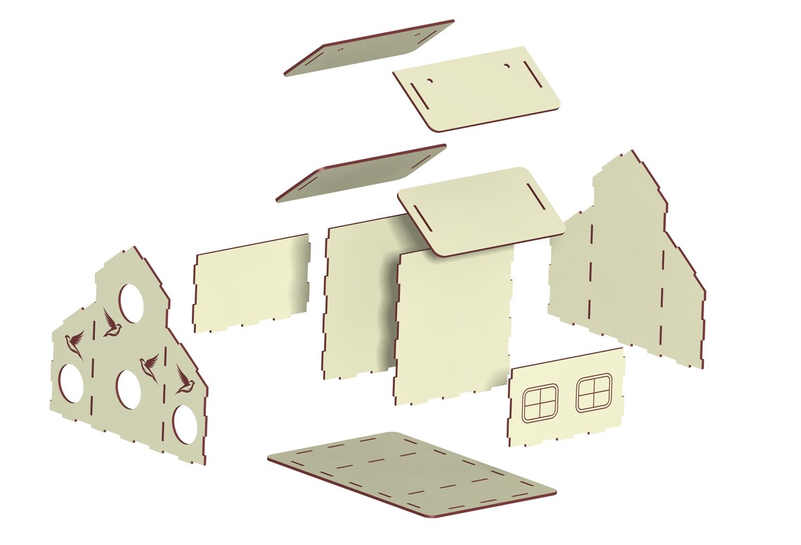 Laser Cut Bird Box Plywood Model Dxf and Dwg Laser Template Nesting ...