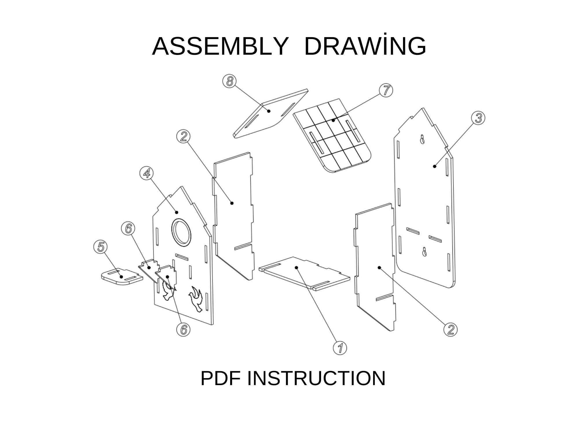 Laser Cut Bird Box Plywood Model Dxf and Dwg Laser Template Nesting ...
