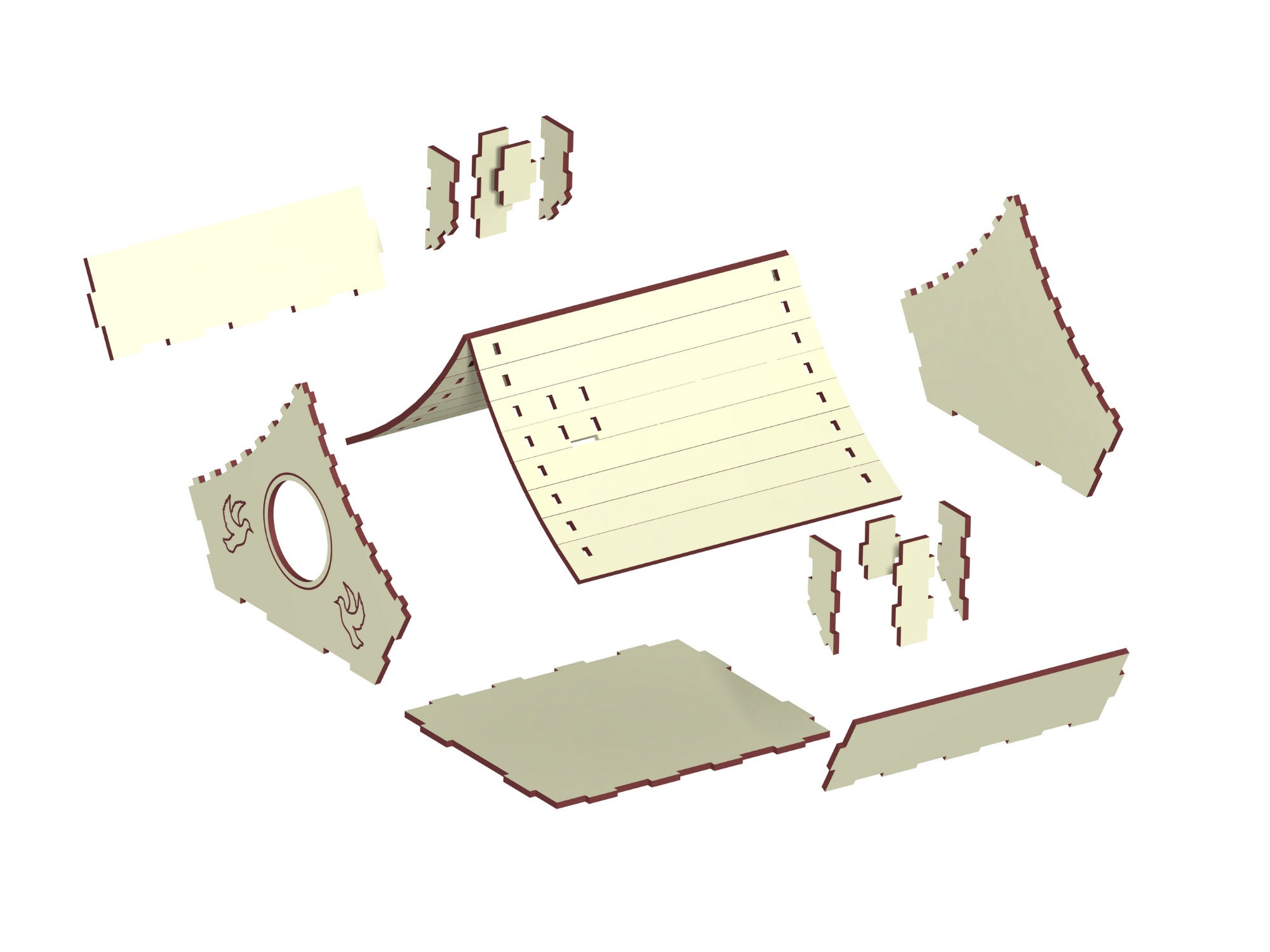Laser Cut Bird Box Plywood Model Dxf and Dwg Laser Template Nesting ...