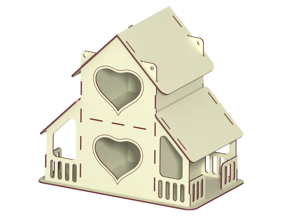 Laser Cut Bird Box Plywood Model Dxf and Dwg Laser Template Bird House ...