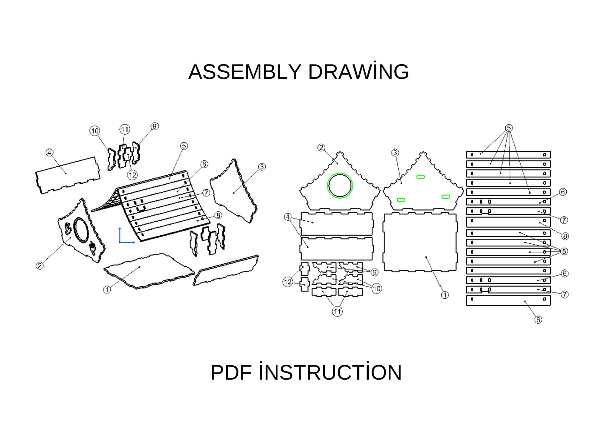 Laser Cut Bird Box Plywood Model Dxf and Dwg Laser Template Nesting ...