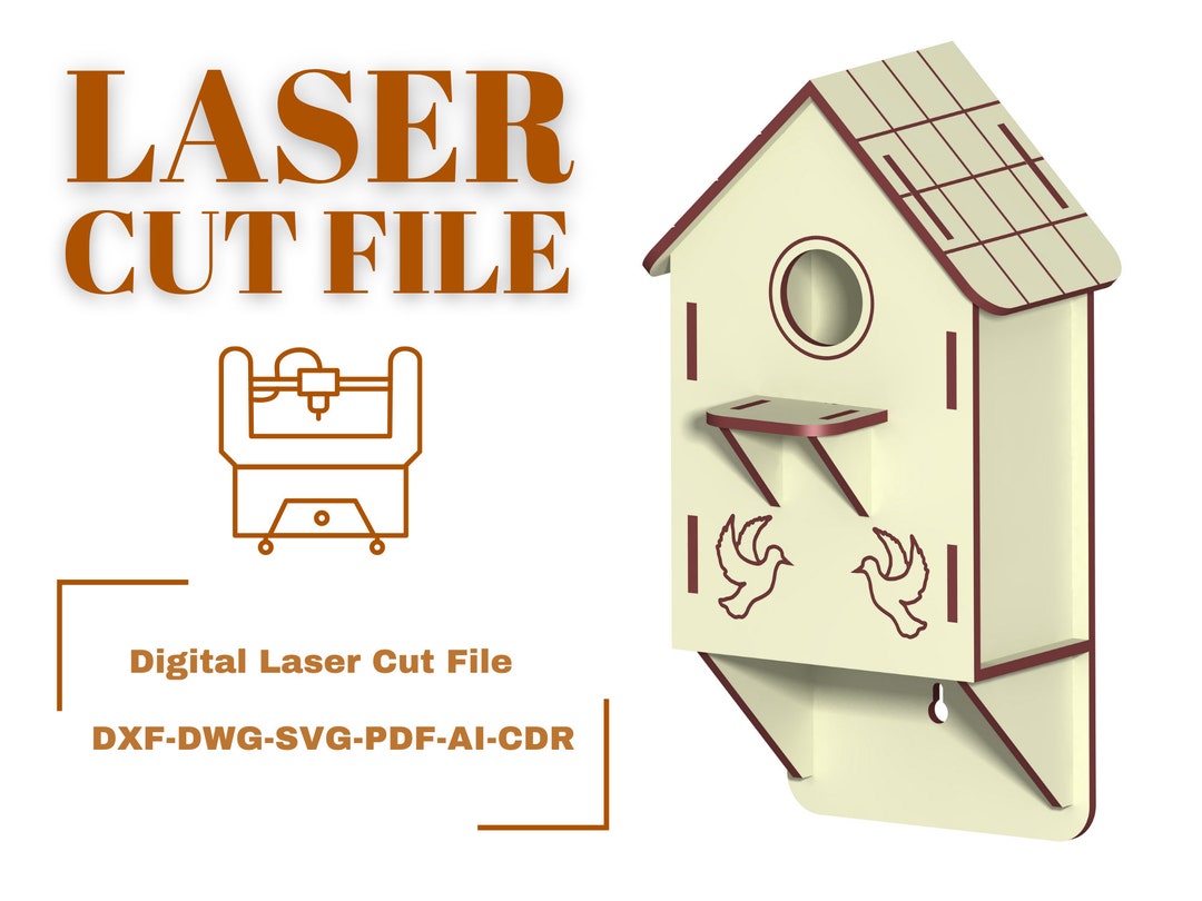 Laser Cut Bird Box Plywood Model Dxf and Dwg Laser Template - Etsy