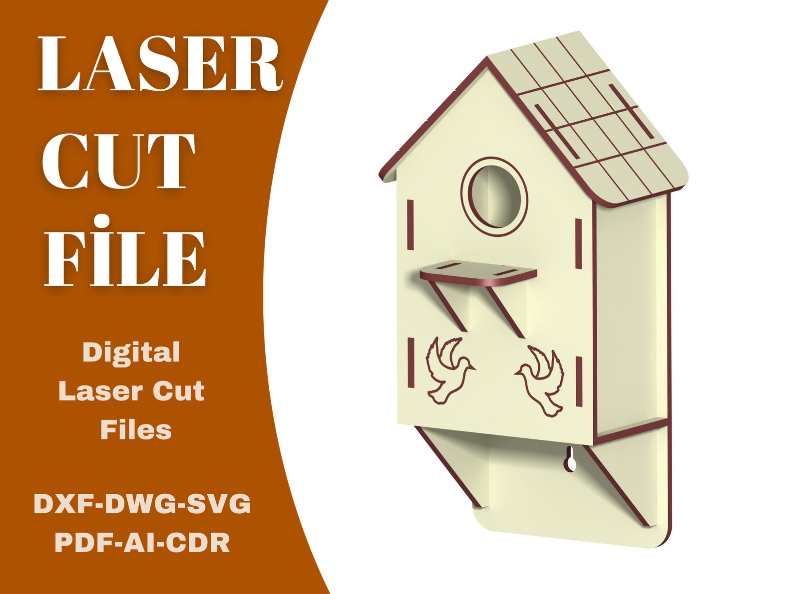 Laser Cut Bird Box Plywood Model Dxf and Dwg Laser Template Nesting ...