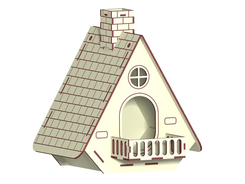 Laser Cut Bird Box Plywood Model Dxf and Dwg Laser Template Bird House ...