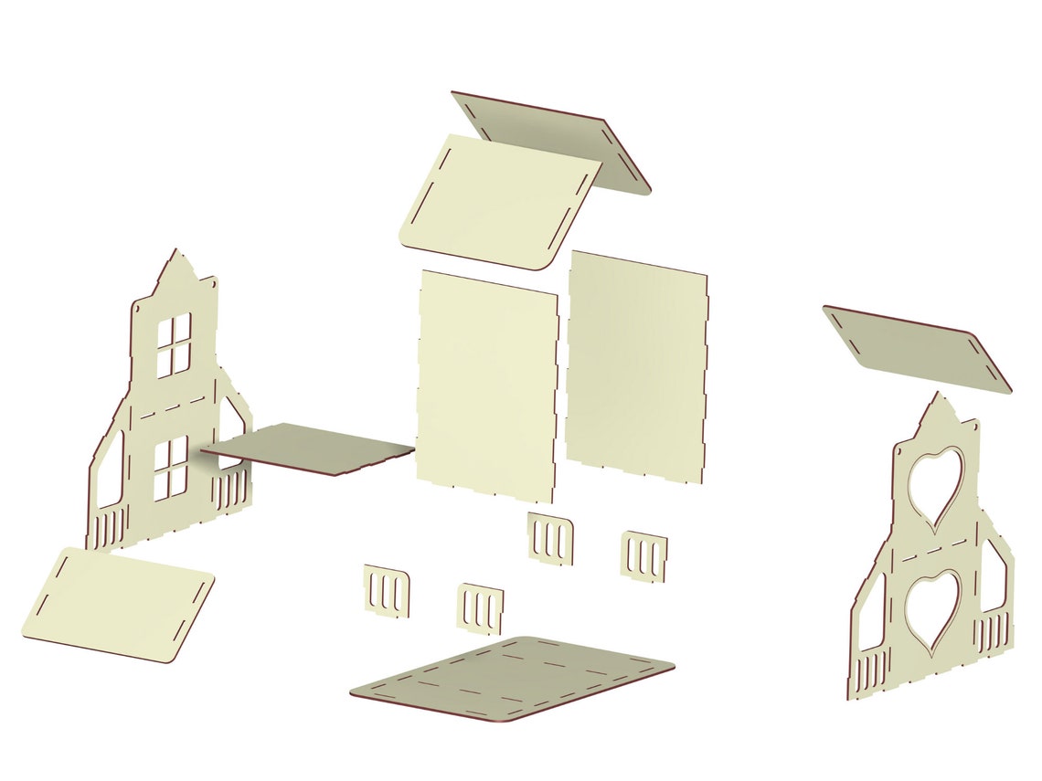 Laser Cut Bird Box Plywood Model Dxf and Dwg Laser Template Bird House ...
