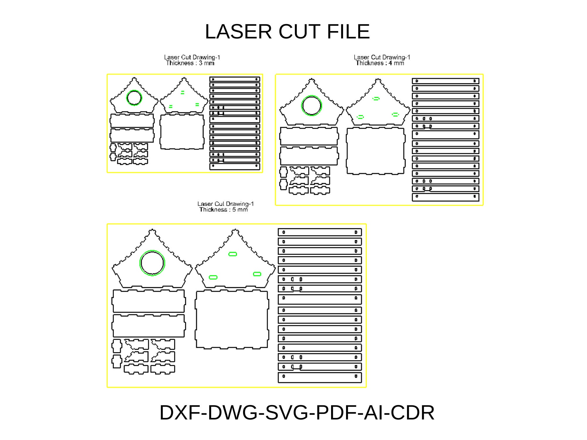 Laser Cut Bird Box Plywood Model Dxf and Dwg Laser Template Nesting ...